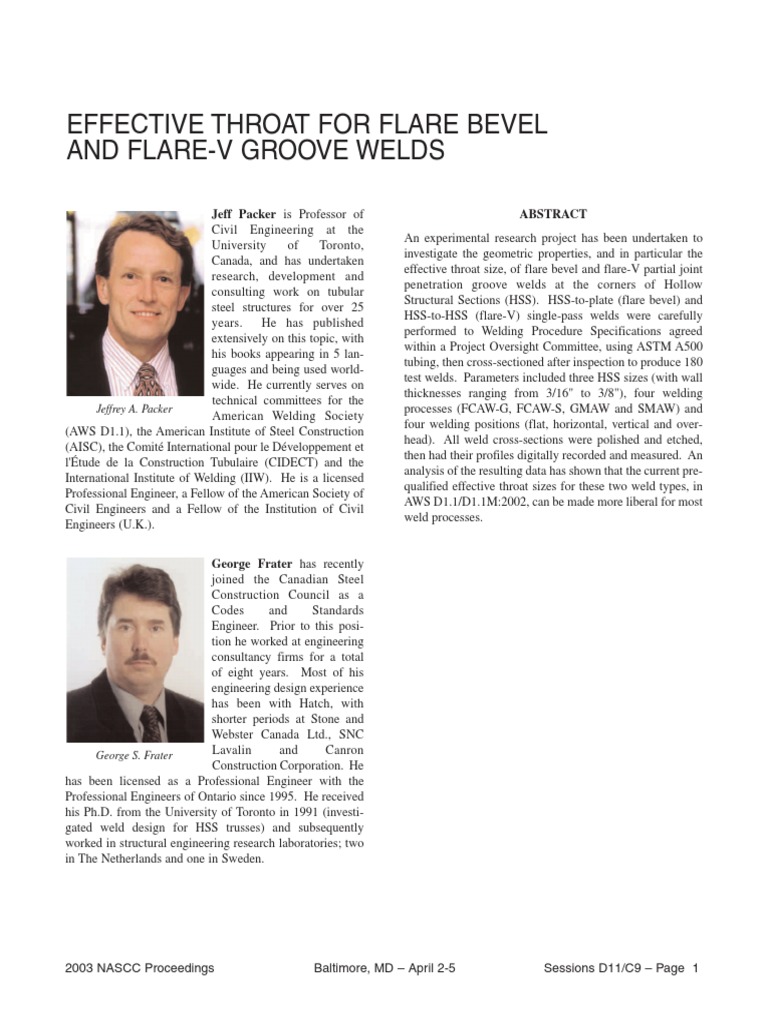 Effective Throat For Flare Bevel and Flare-V Groove Welds | PDF ...