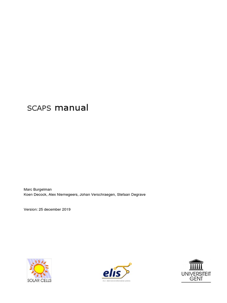 SCAPS Manual for Solar Cell Simulation | PDF | Solar Cell | Spectrum