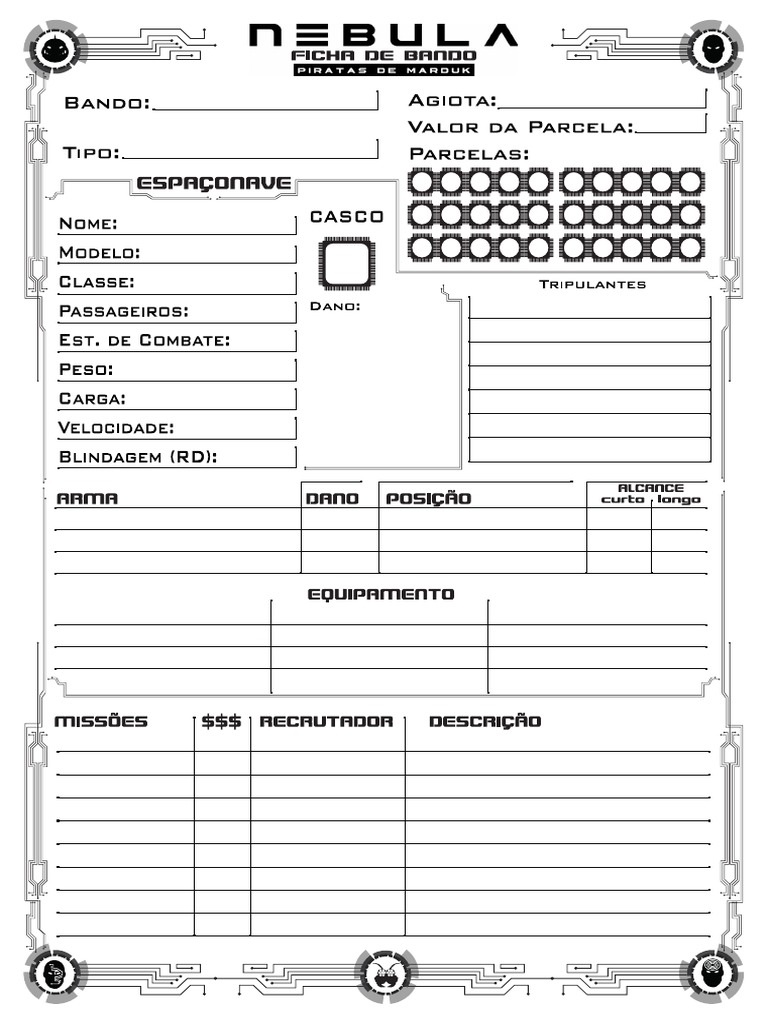 NEBULA Ficha de Bando PDF | PDF