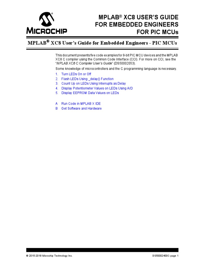 MPLAB XC8 C Compiler UG EE DS50002400C | PDF | Microcontroller | Embedded System