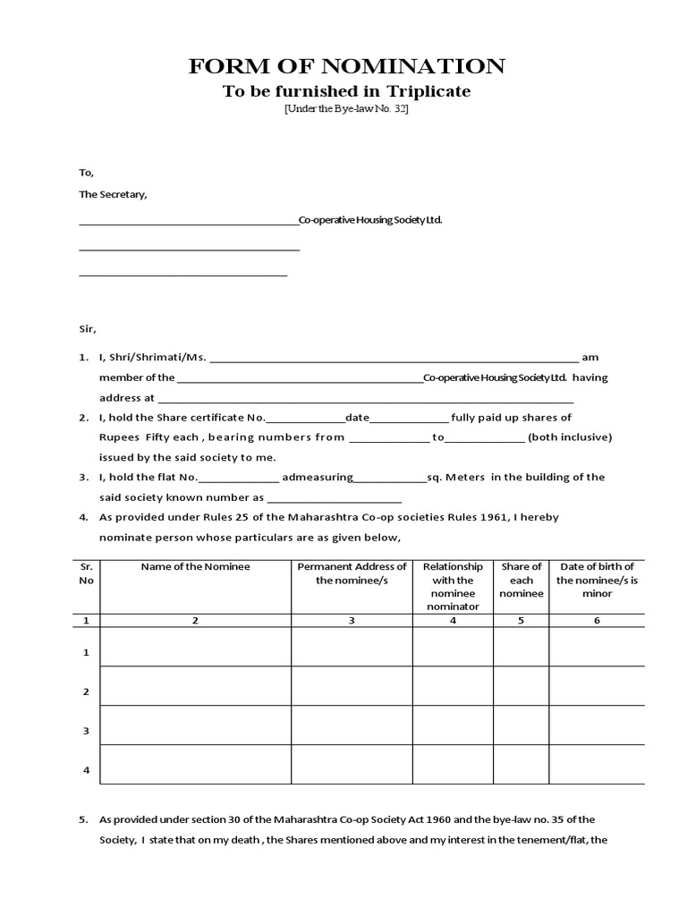 Nomination Form PDF | PDF | Public Law | Common Law