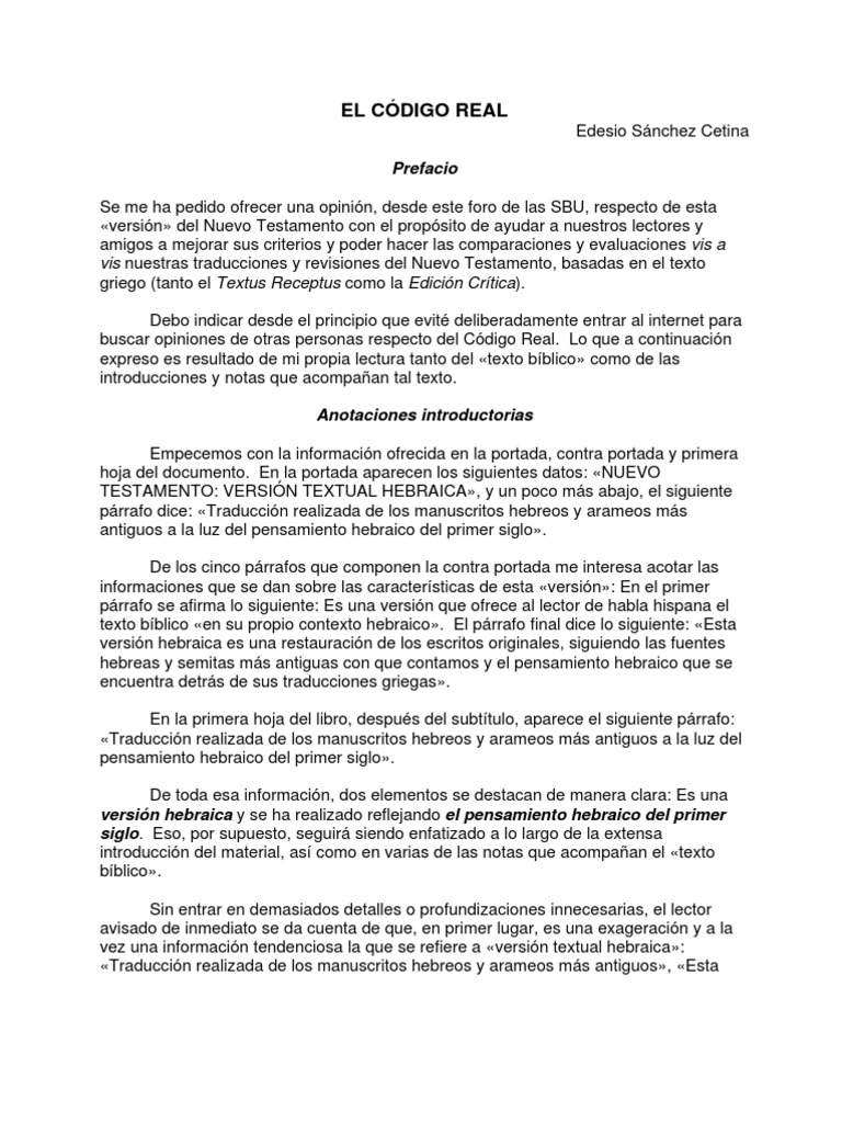 El Codigo Real | PDF | Lenguaje hebreo | Jesús
