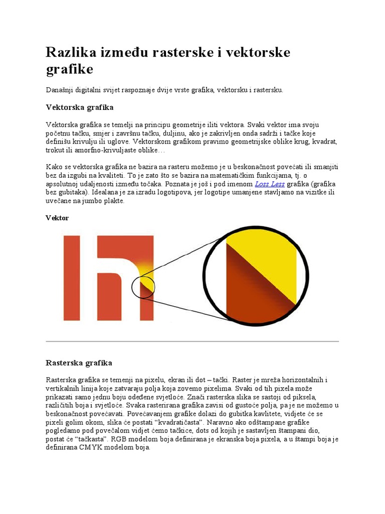Razlika Između Rasterske I Vektorske Grafike | PDF
