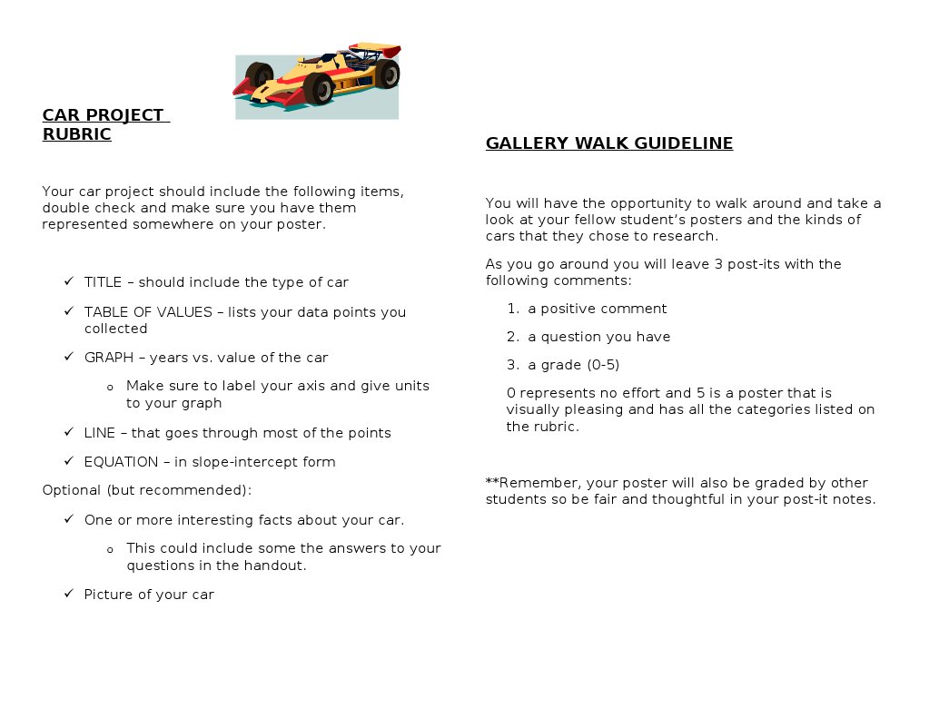 Car Project Guidelines and Rubric | PDF