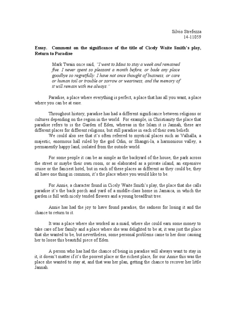 Caribbean Essay | PDF | Garden Of Eden