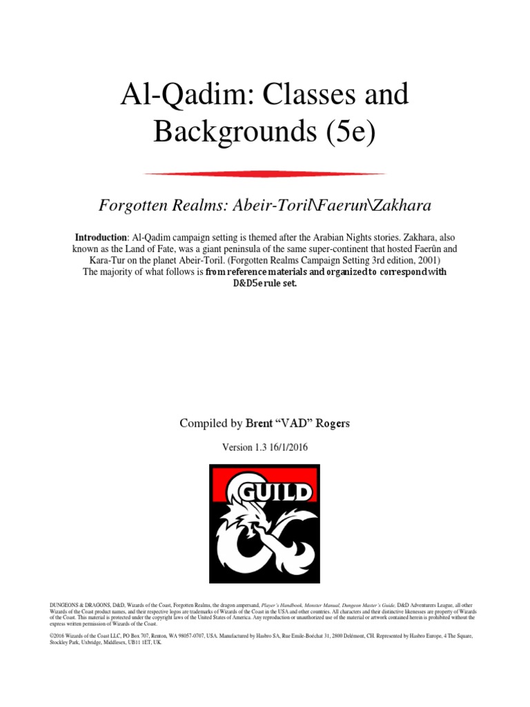 Al-Qadim Classes and Backgrounds (5e) | PDF | Dungeons & Dragons ...