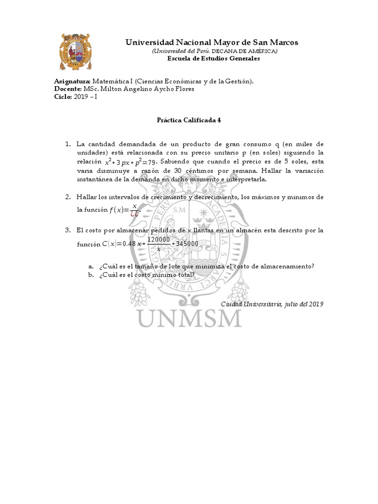 Practica Calificada 4 | PDF | Precios | Microeconomía