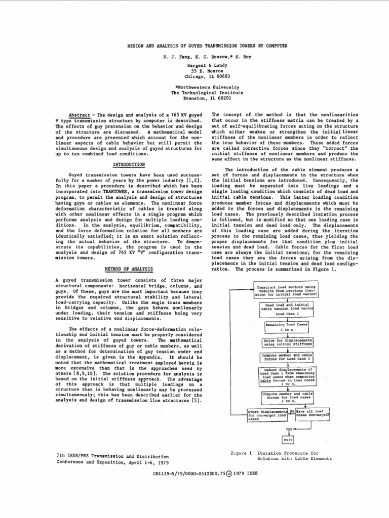 Guyed Transmission Tower Design Analysis | PDF | Truss | Bridge