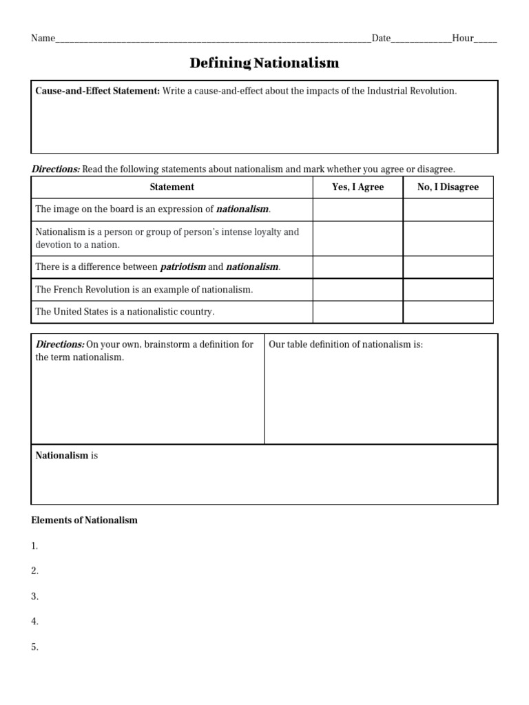 Defining Nationalism Guided Notes | PDF | Nationalism