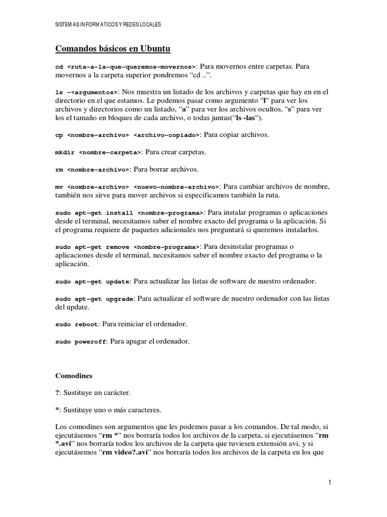 Comandos Ubuntu | PDF | Interfaz de línea de comando | Archivo de ...