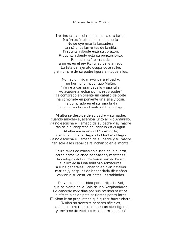 Poema Mulan Clase 1 | PDF | Libros para adolescentes