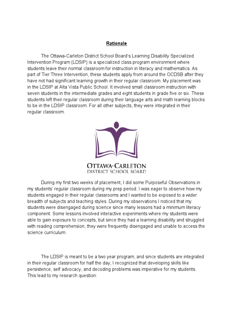 Barry Leung Action Research Assignment | PDF | Classroom | Learning Disability