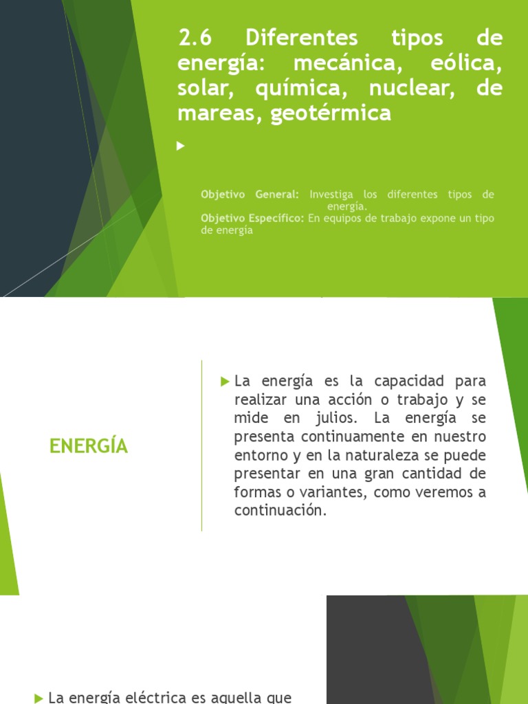 2.6 Diferentes Tipos de Energía Mecánica, Eólica, Solar, Química ...