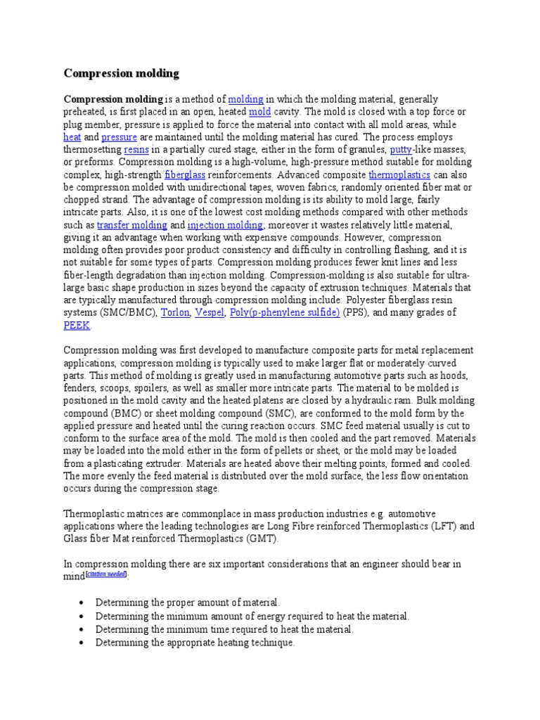 Compression Molding Is A Method of | PDF | Building Engineering | Amorphous Solid