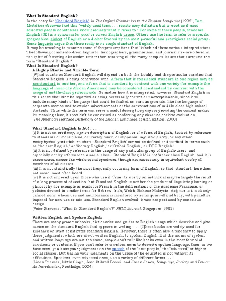 What Is Standard English | PDF | English Language | Dialect
