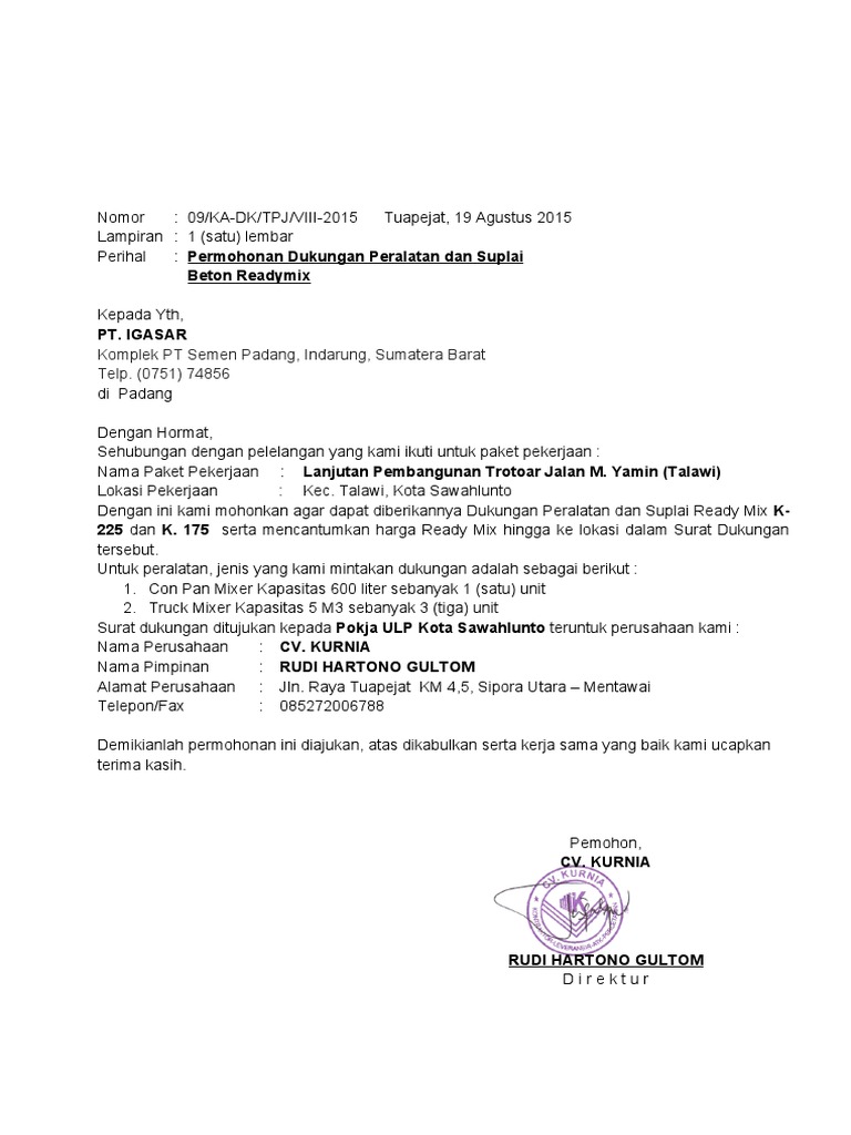 Dokumen - Tips - Contoh Surat Permohonan Dukungan | PDF