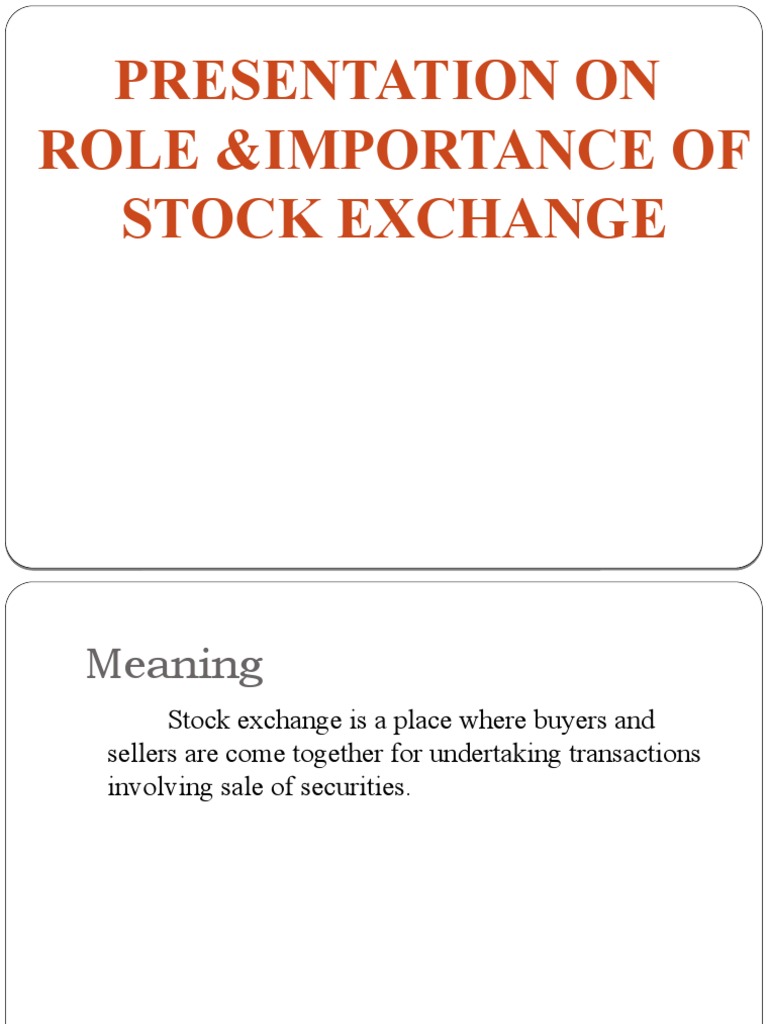 Role and Importance of Stock Exchange | PDF