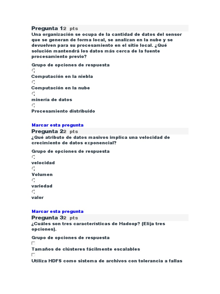 Preguntas Al Examen Tres 3 | PDF | Computación en la nube | Grupo de computadoras