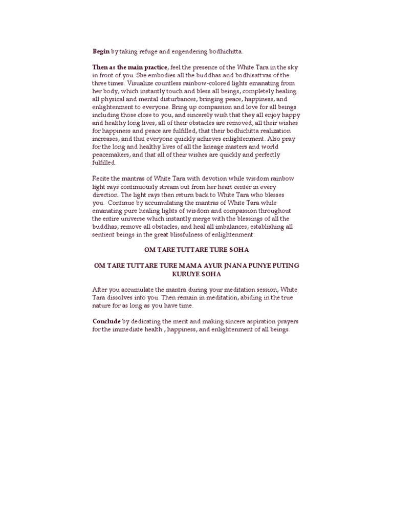 Tara INstructions | PDF