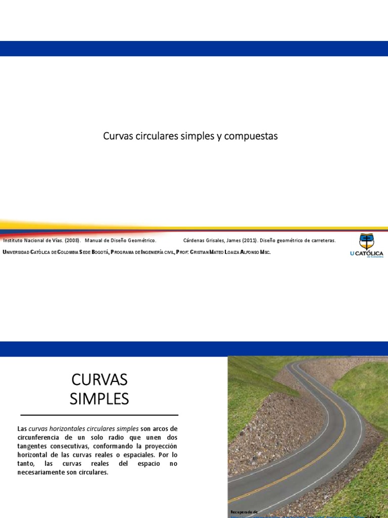 Curvas Simples, Compuestas, Espirales, Relacion V, e y R | PDF | Curva ...