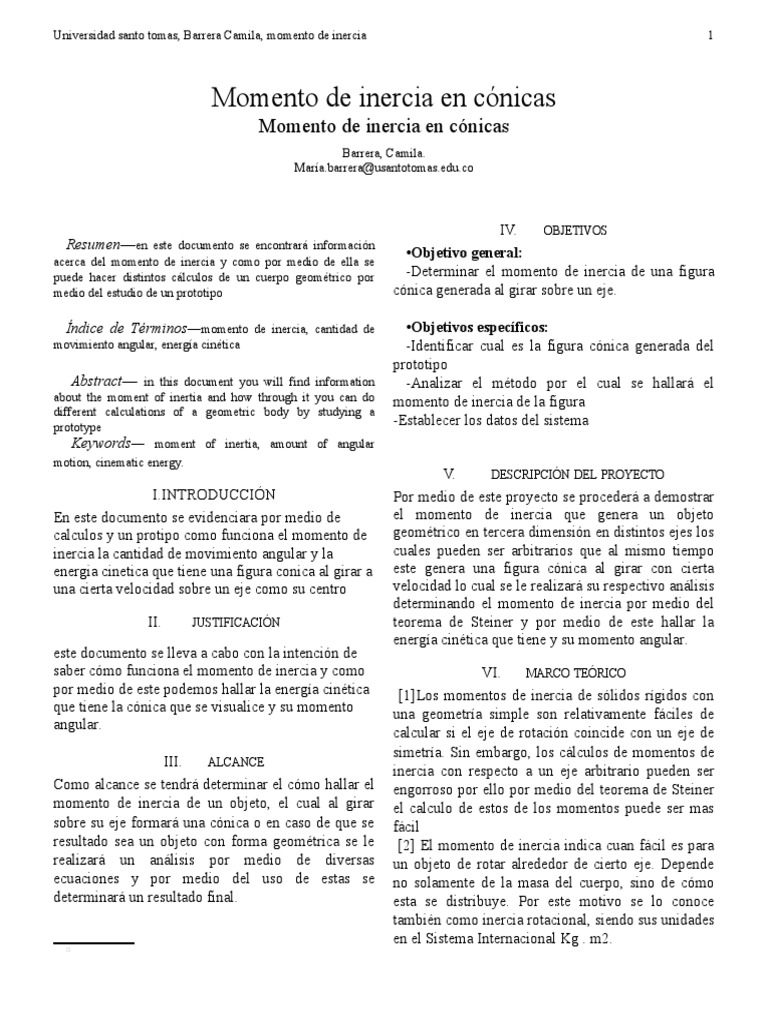 Momento de Inercia | PDF | Rotación | Vector Euclidiano