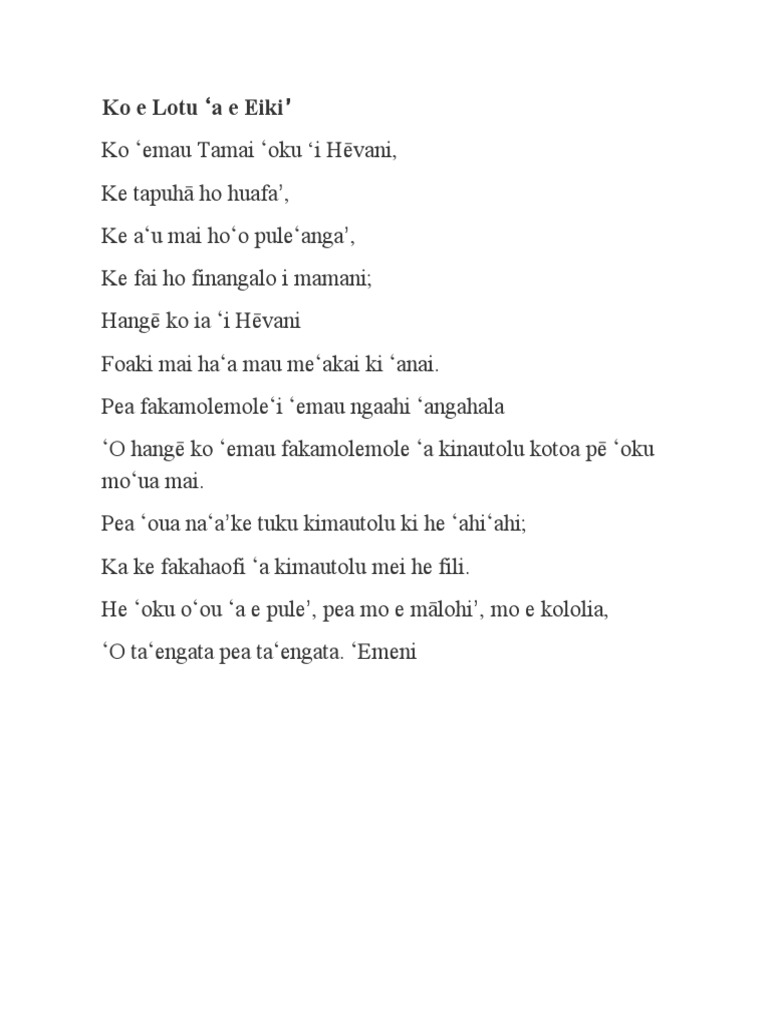 Lords Prayer in Tongan PDF | PDF