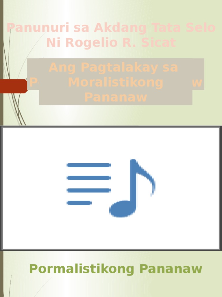 Pagsusuri Sa Akdang Tata Selo | PDF