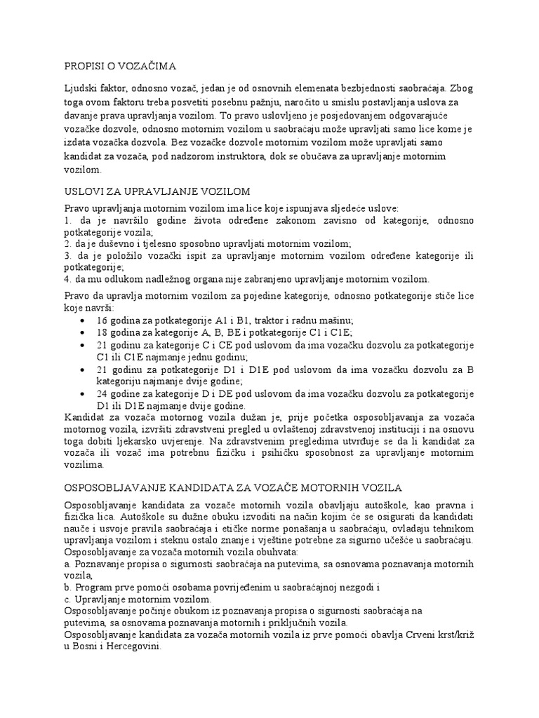Propisi o Vozačima | PDF
