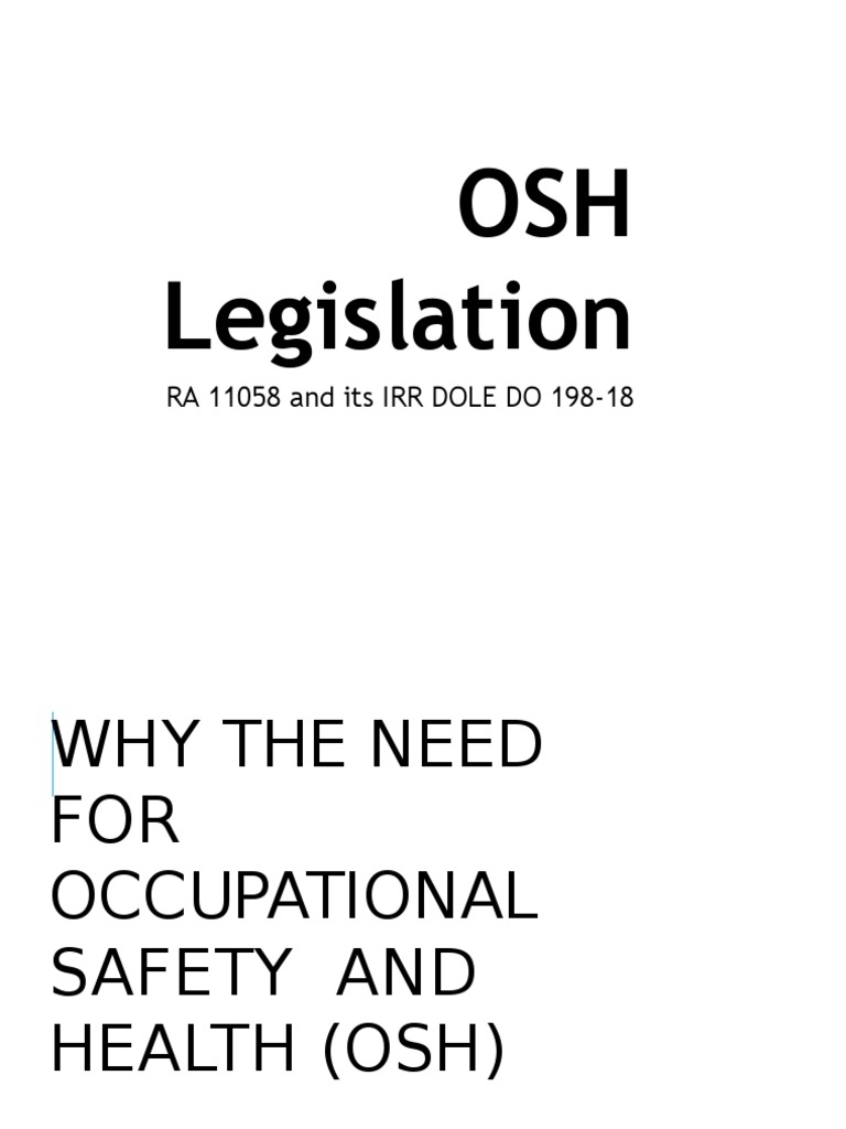 OSH Legislation RA 11058 | PDF | Personal Protective Equipment ...