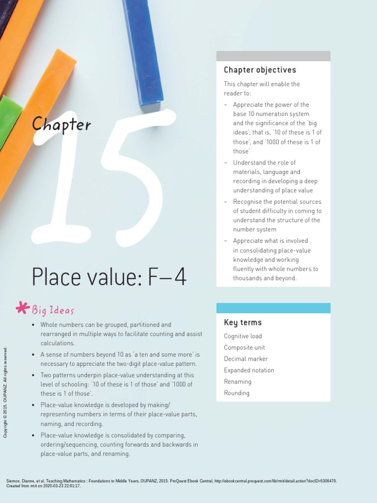 Teaching Mathematics Foundations To Middle Years - (15 Place Value F-4 ...