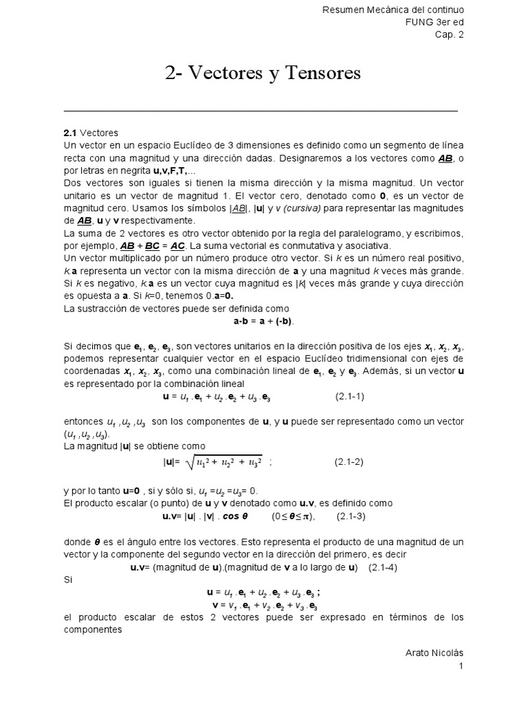 Cap2 Vectores y Tensores | PDF | Tensor | Vector Euclidiano