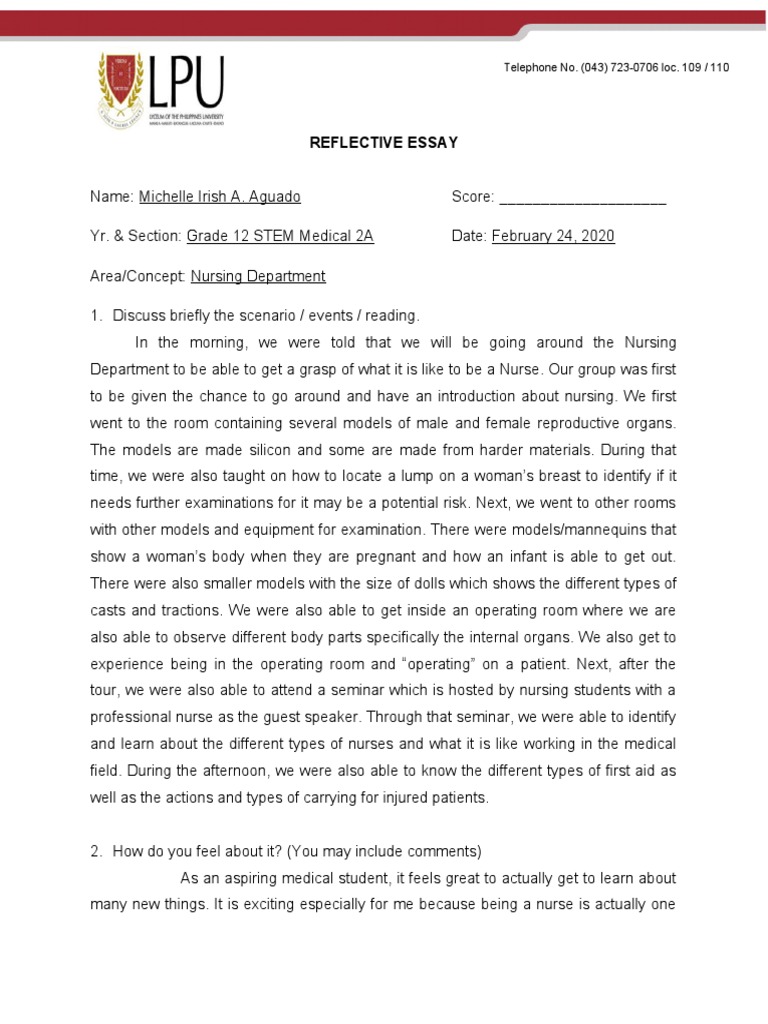 Reflective Essay 2 | PDF | Nursing | Health Sciences