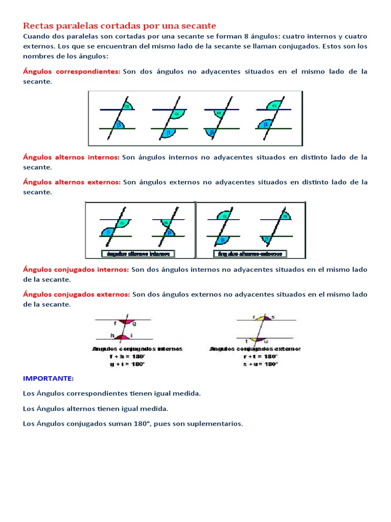 Rectas Paralelas Cortadas Por Una Secante | PDF