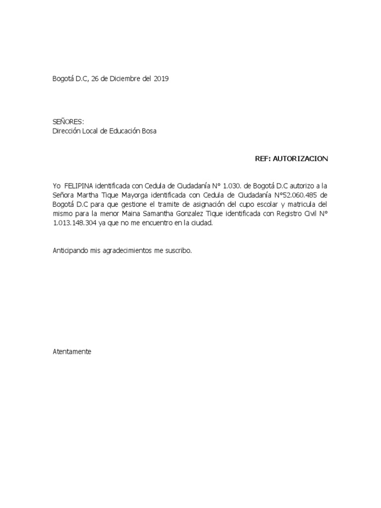 Carta Cupo | PDF