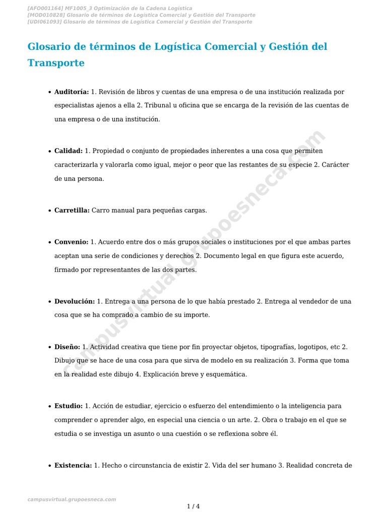 Glosario de Términos de Logística Comercial y Gestión Del Transporte ...
