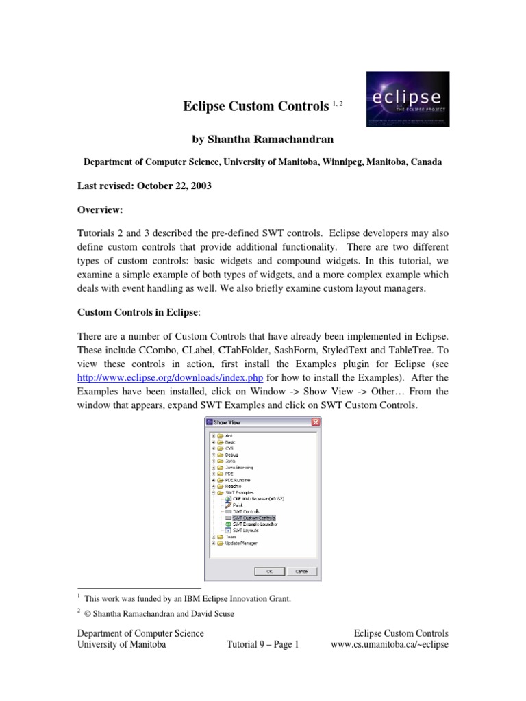 9-Custom SWT Controls | PDF | Widget (Gui) | Eclipse (Software)
