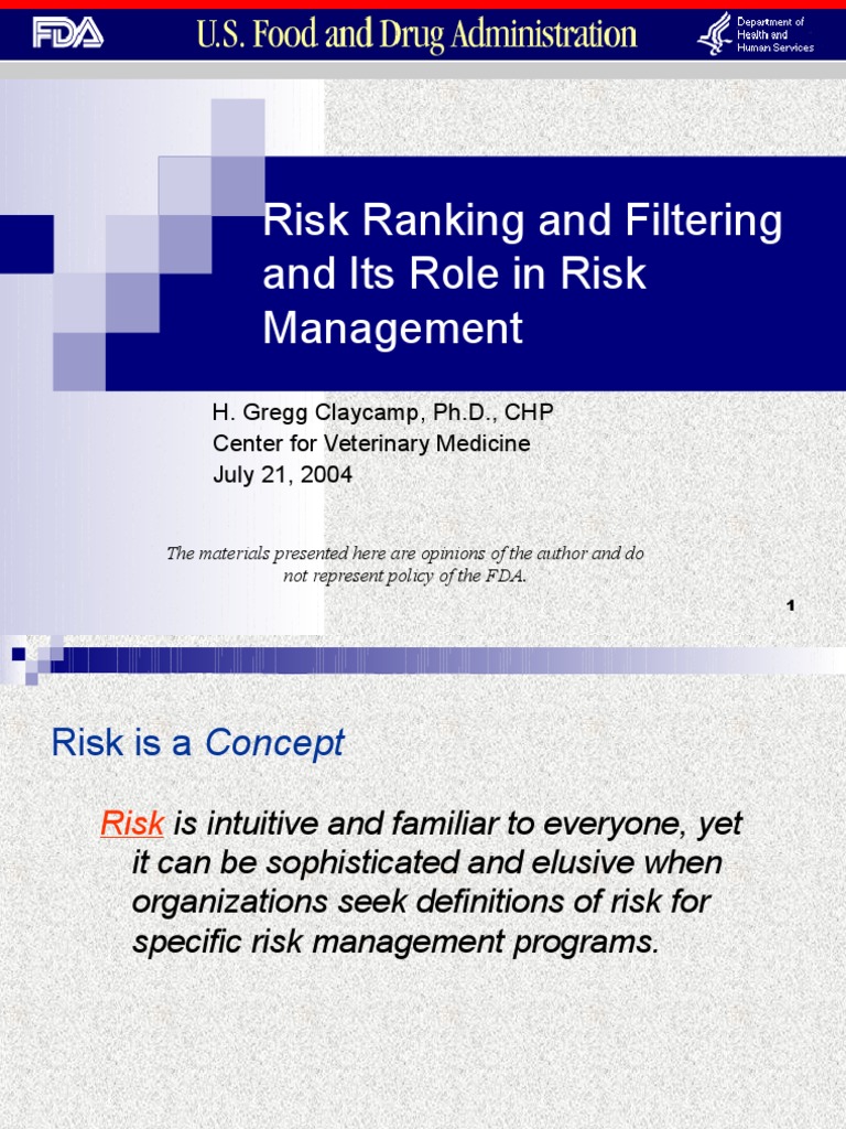 Risk Ranking and Filtering and Its Role in Risk Management | PDF ...