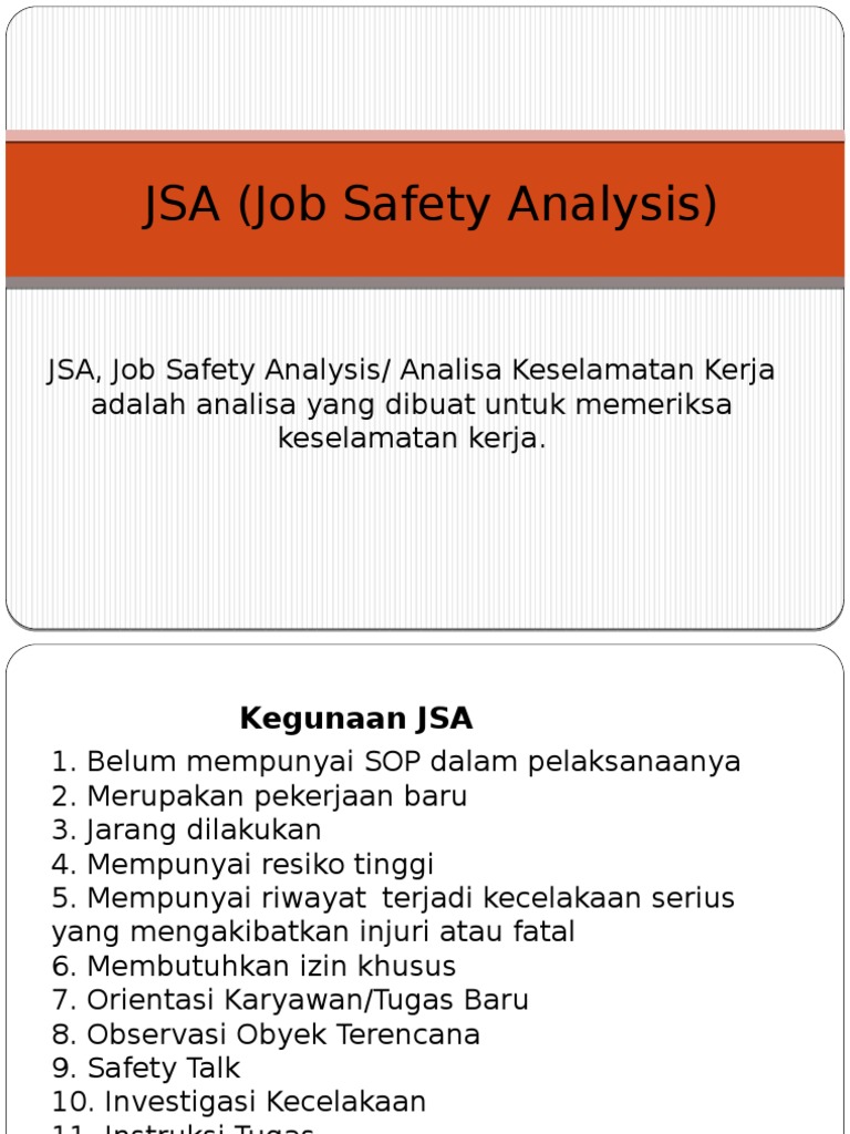 Materi Job Safety Analysis | PDF