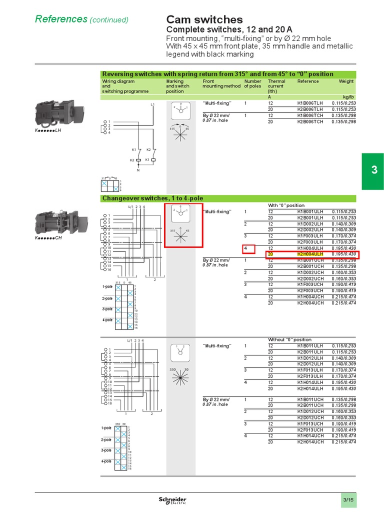 Schneider Cam Switch 4 Poles 20A | PDF | Manufactured Goods