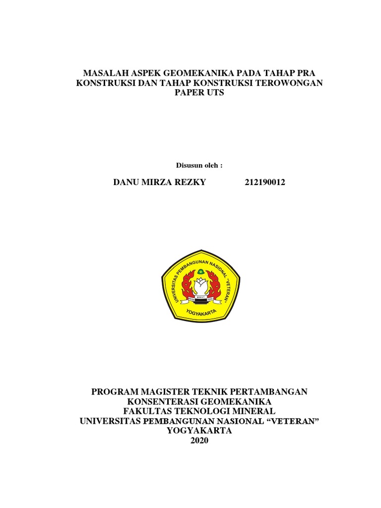 Masalah Aspek Geomekanika Pada Tahap Pra Konstruksi Dan Tahap ...