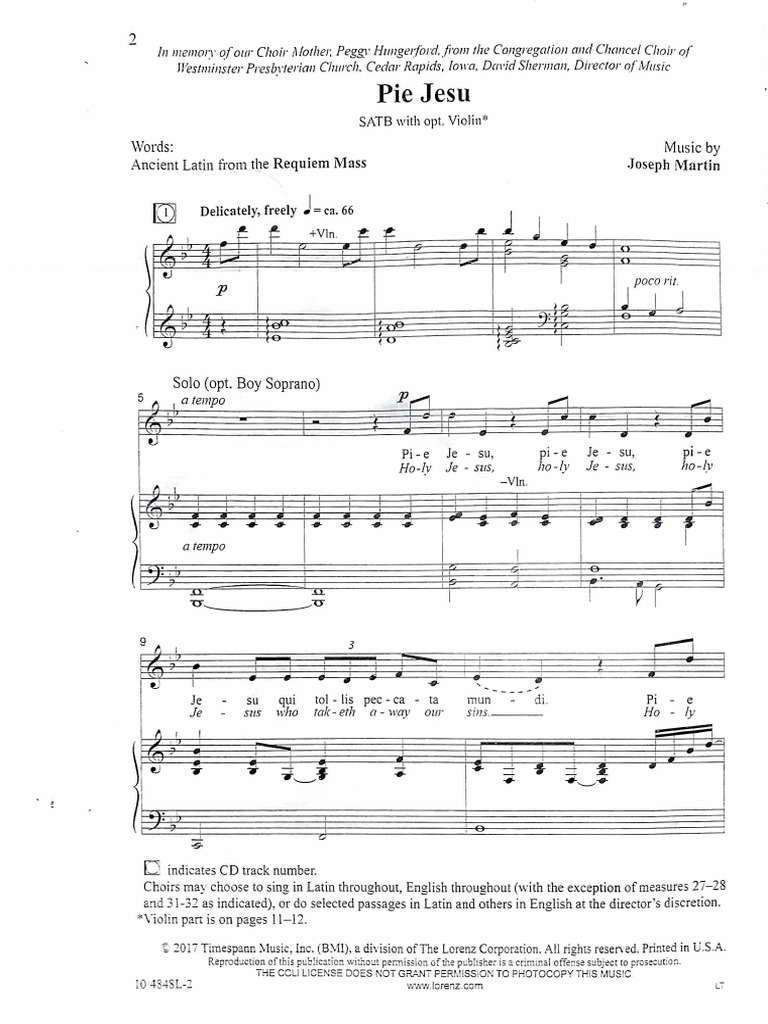 Pie Jesu PDF | PDF | Compositions | Singing