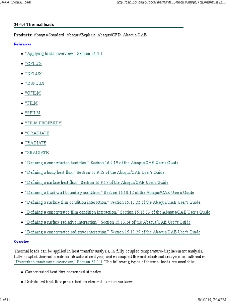 Abaqus Thermal Load Specifications | PDF | Flux | Heat
