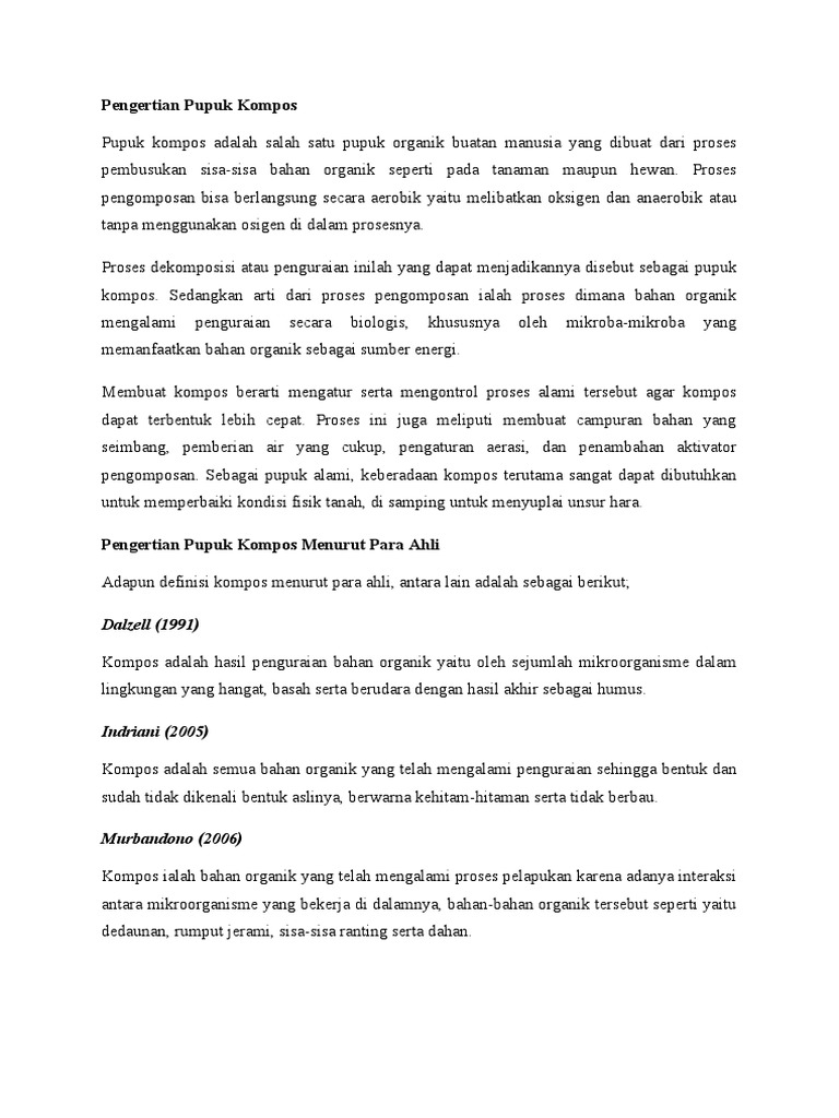 Pengertian, Manfaat, Jenis Pupuk Kompos | PDF
