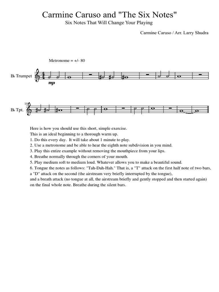 Carmine Caruso and The Six Notes PDF PDF | PDF