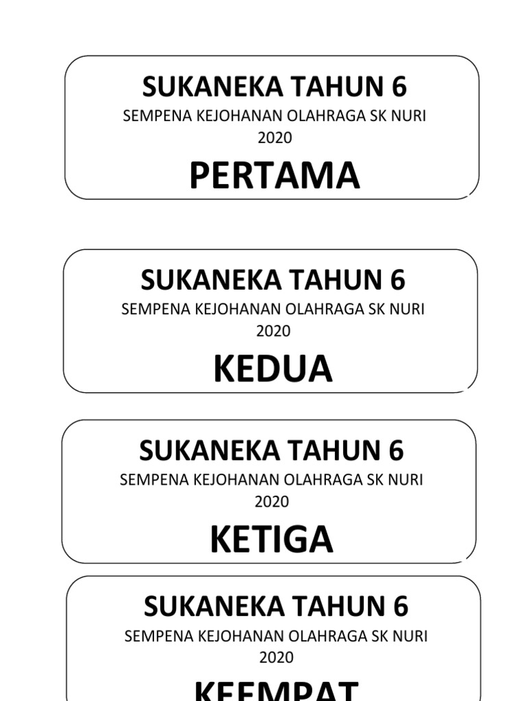 2020 Sukan Label Hadiah Sukaneka | PDF