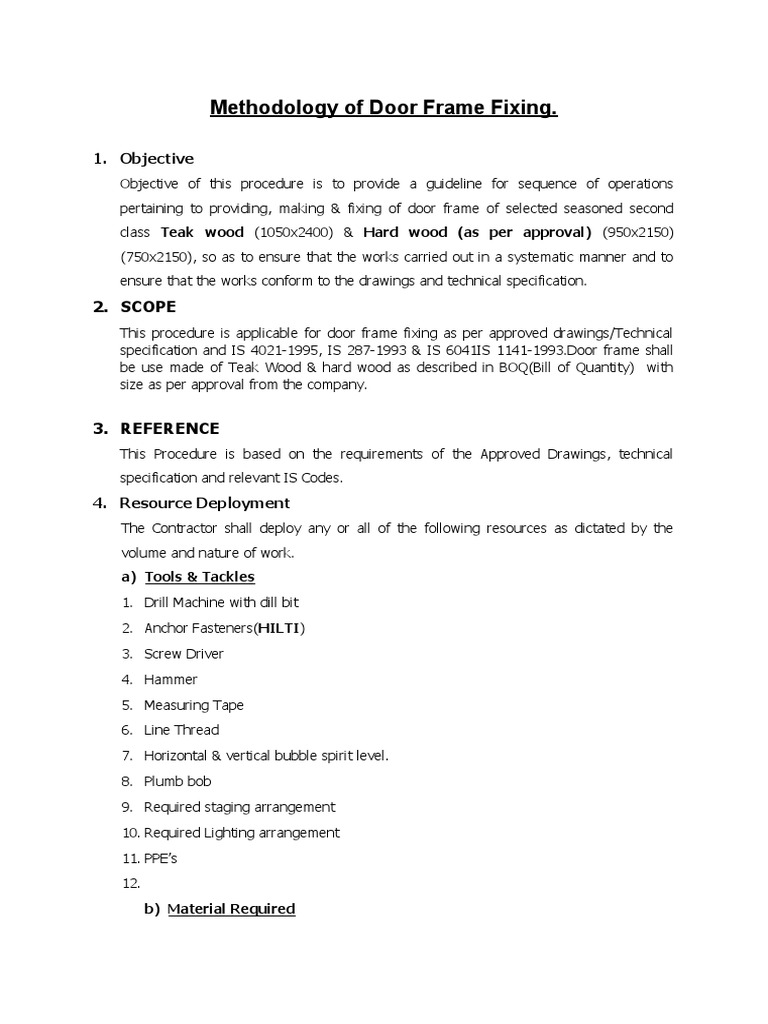 Door Frame Methodology | PDF | Door | Wood