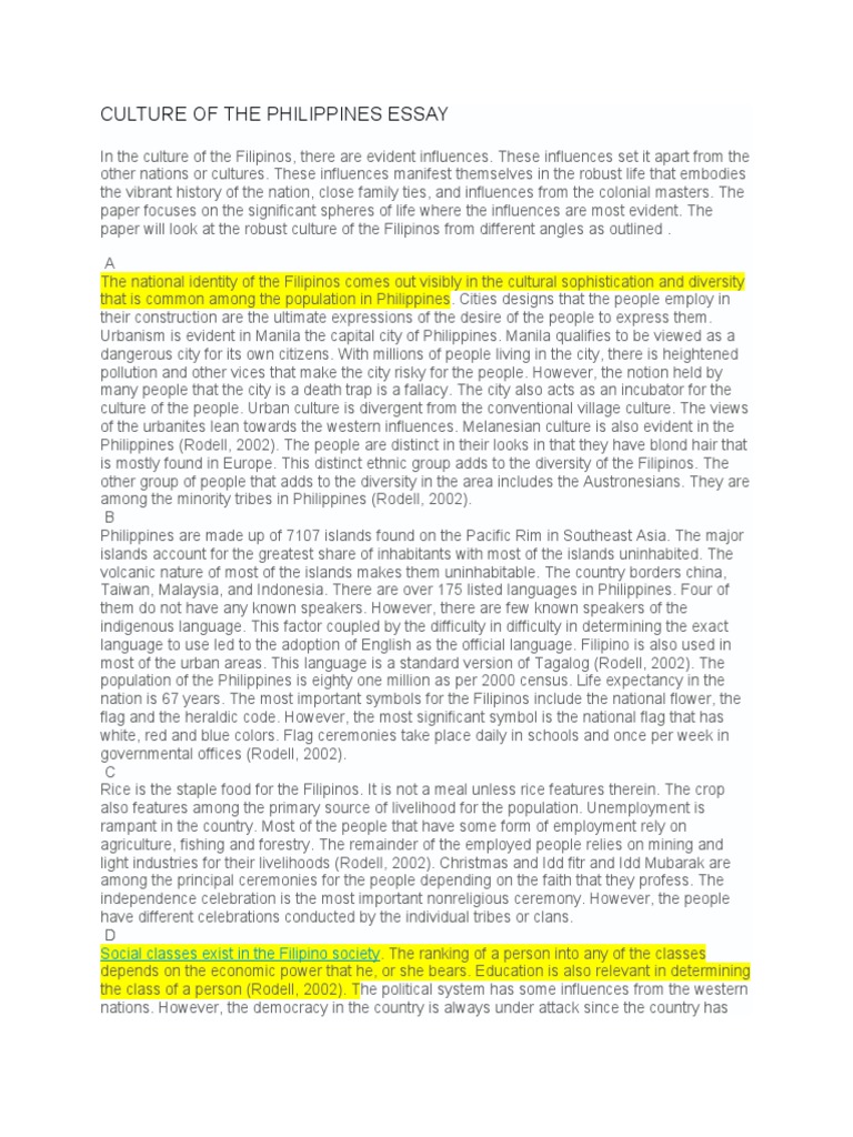 Culture of The Philippines Essay | PDF | Philippines | Holidays