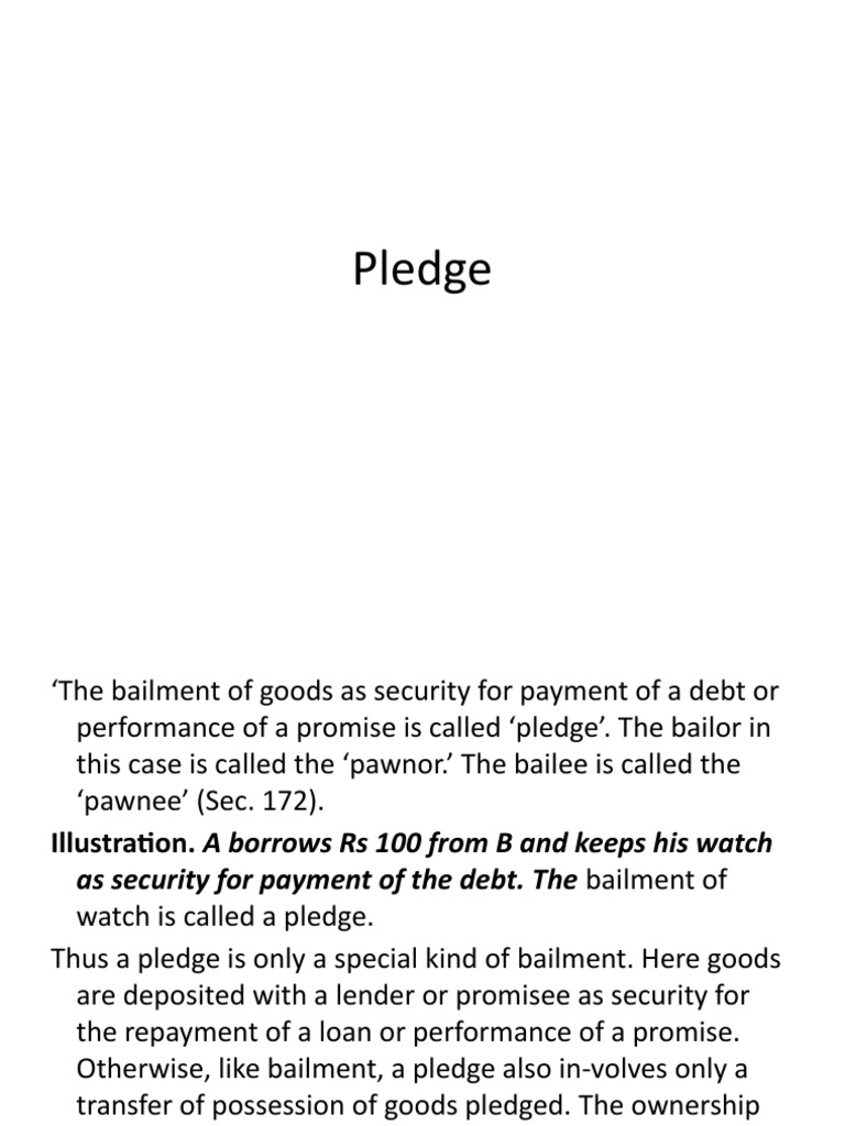 Module 2-Pledge | Download Free PDF | Loans | Possession (Law)