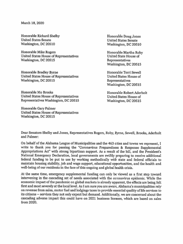 Funding Letter To Congress | PDF