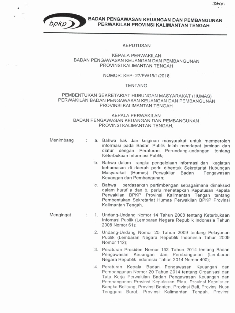 Contoh SK Tim HUMAS | PDF